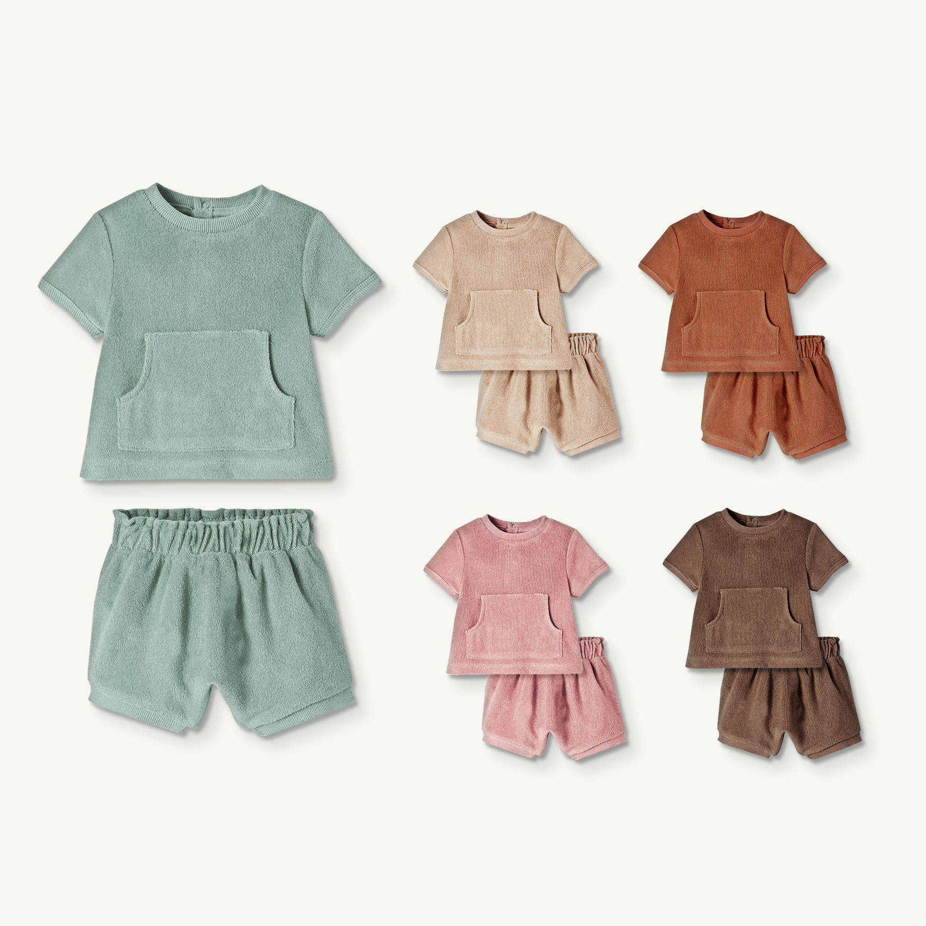 Custom Solid Worsted Crew Neck Short Clothes Set - petelulu